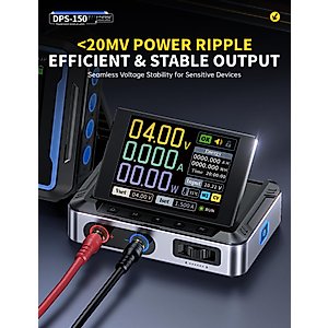 FNIRSI DPS-150 DC Power Supply Variable, 0-30V 0-5A Adjustable DC CNC Power Supply with 4-Digit IPS Display, <20mV Power Ripple, PD/QC/DC Input, PC Programmable Regulated Switching Power Supply