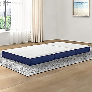 Molblly 3 inch Memory Foam Tri Folding Mattress, Portable Trifold Mattress Topper with Breathable & Washable Cover, Foldable Guest Bed for Camping, Small Twin - 25”x 75”x 3”