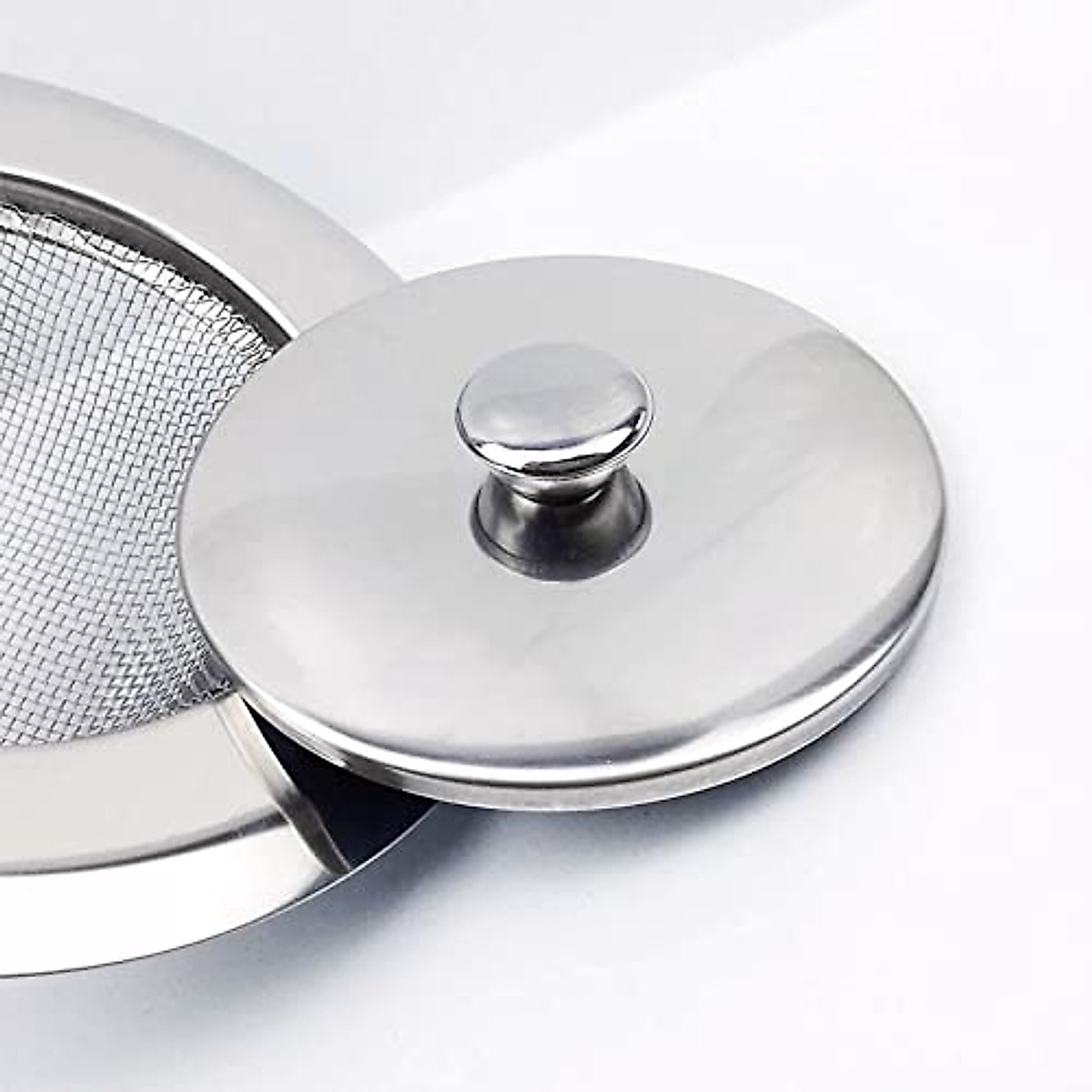 Stainless Steel Sink Filter Waste Plug Hair Catcher Drains Bathroom Floor Drain Kitchen Anti-clog Strainer with Deodorant Cover, Wide Rim 4.5 Inch Diameter