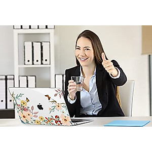 Teryeefi for New MacBook Pro 13 Inch Case 2022 2021 2020 2019 2018 2017 2016 Release A2338 M1 M2 /A2289/A2251/a2159/A1989/A1706 Touch Bar, Floral Hard Plastic Shell and Keyboard Cover,Orange Flower