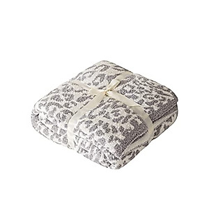 FELENIW Super Soft Fuzzy Gray Leopard Big Size Queen Bed Blanket 90"X90" for Couch Bed Sofa Camping Travel Lightweight Washable Fleece Microfiber Bed Blanket for Home Decor