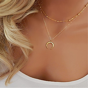 RINHOO FRIENDSHIP 4-6Pcs Multiple Layered Choker Necklace With Moon Star Coin Multi Layered Y Pendant Necklaces Set For Women (4PCS Multiple Gold Necklace)