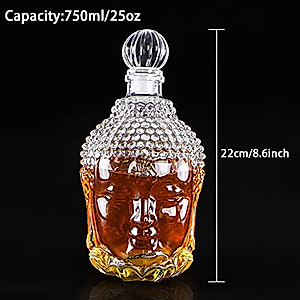 MOLIGOU Glass Decanter with Airtight Stopper, Liquor Decanter with Unique Buddha Shaped Design, Decanter Bottle for Whiskey, Brandy, Vodka, 25oz/750ml