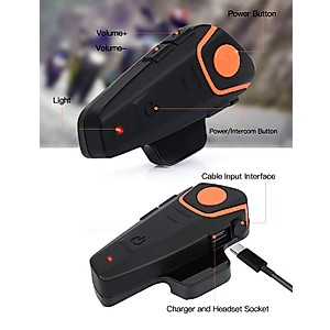 MAXTO Motorcycle Helmet Bluetooth Headset,BT-S2 2-Way 1000M Intercom 2 Riders Helmet Communication Systems kit,Wireless FM Radio (BT-S2 Hard Mic 1PACK)