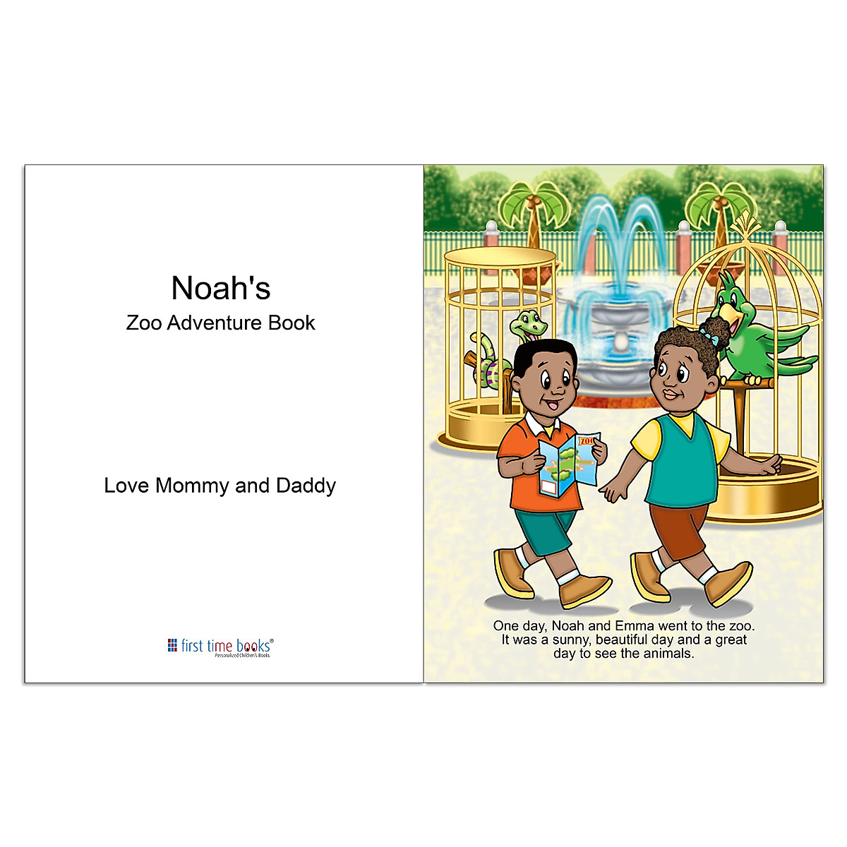 Personalized African American Children’s Zoo Adventure Book – Customize with Child’s Name, Hair Color, Gender, and Ethnicity | 28-Page 8.5” x 11” Paperback by First Time Books