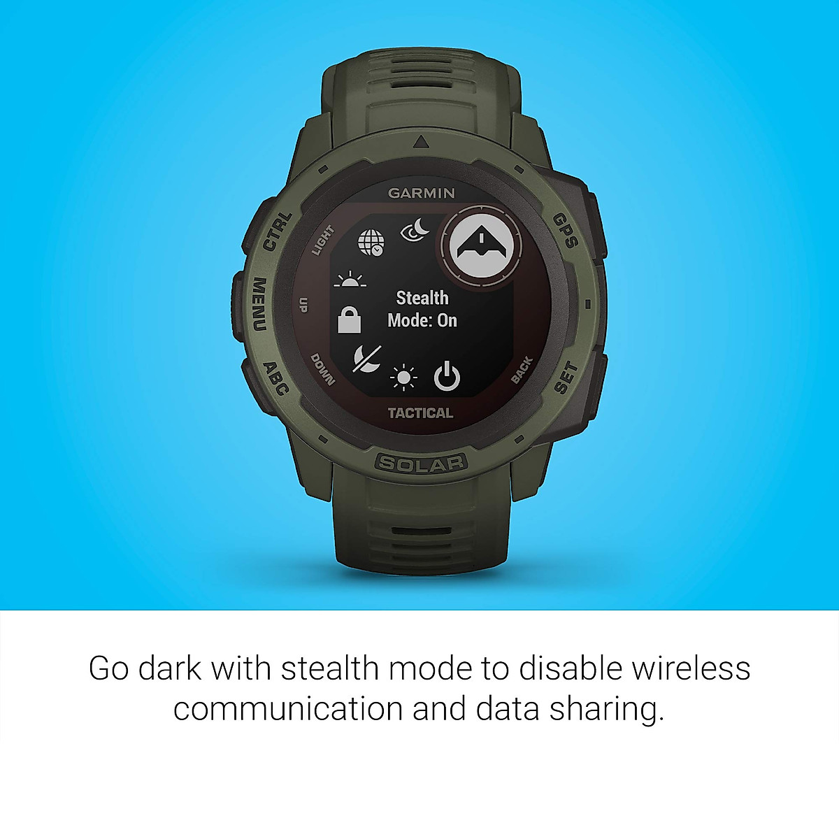 Garmin Instinct, Rugged Outdoor Smartwatch with Solar Charging Capabilities and Tactical Features, Built-in Sports Apps and Health Monitoring, Moss Green