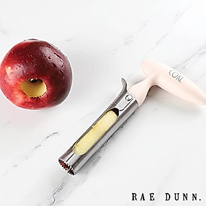Rae Dunn Stainless Steel Corer - Easily Removes Cores and Pits from Apples, Pears, Peppers, Pineapples, and More, White