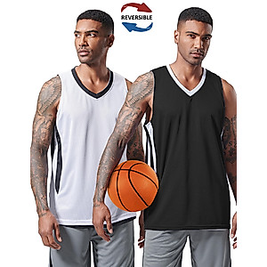 Liberty Imports Reversible Men's Mesh Athletic Basketball Jersey Single for Team Scrimmage (Black/White, Large)
