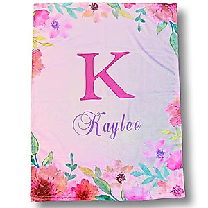 Custom Catch Baby Blanket for Girls - Personalized Gift - Soft Pink Floral Design