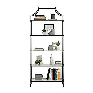 Sauder Harvey Park Bookcase, L: 30.00" x W: 14.49" x H: 70.87", Black Finish