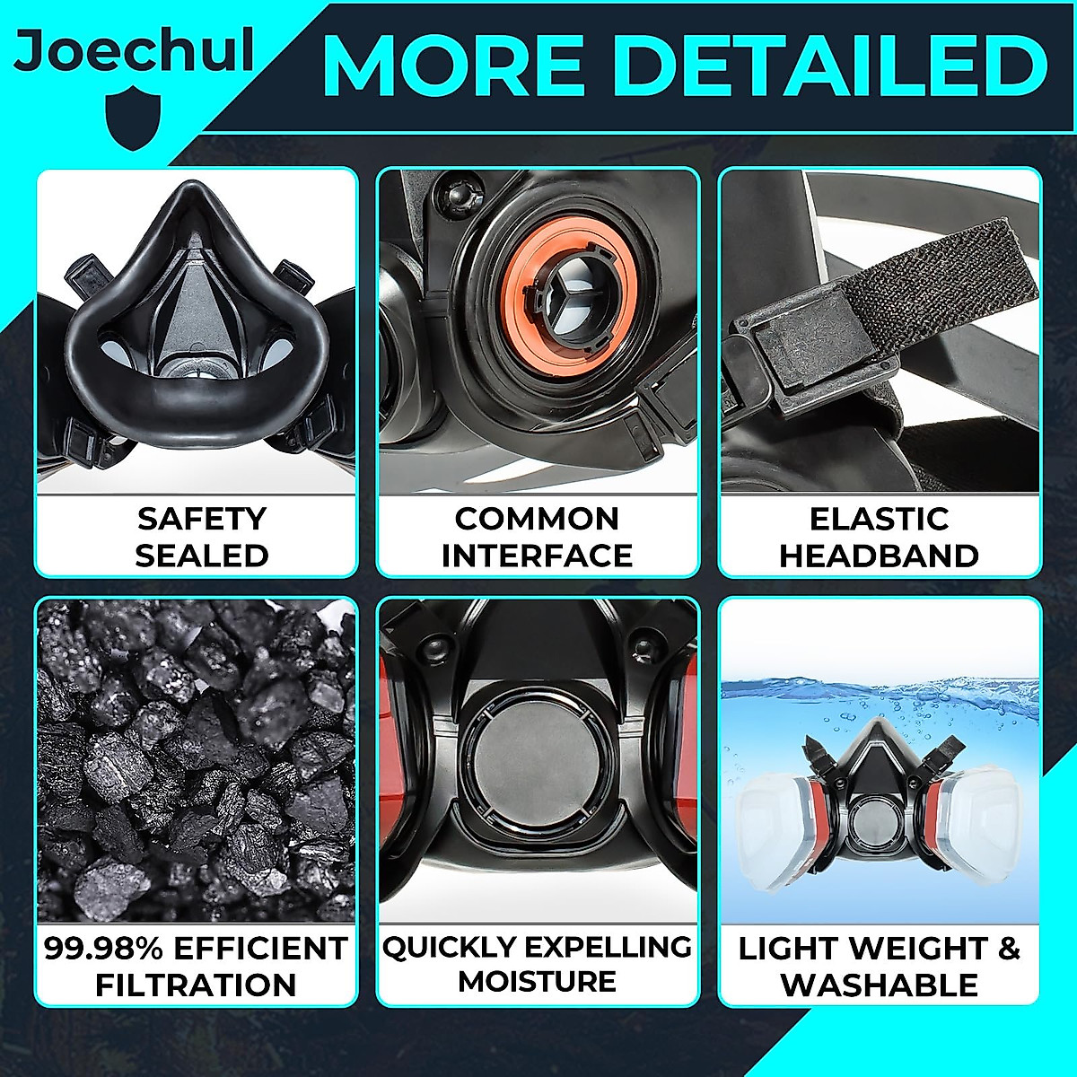 GZYZAMZ Respirator Mask With 6001 Filters Anti-fog Gas Masks Survival Nuclear and Chemical for Painting, Dust, Organic Vapors, Smoke Fumes, Asbestos, Welding, Spraying, Woodworking, Construction