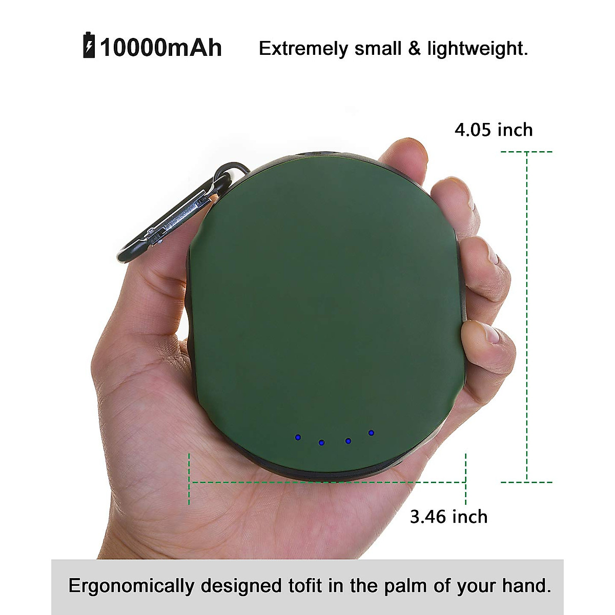 ABFOCE Waterproof Portable Charger 10000mAh Outdoor Power Bank One of The Smallest and Lightest Battery Pack LED Compass High-Speed ​​Charge Compatible for iPhone Android Samsung-Green