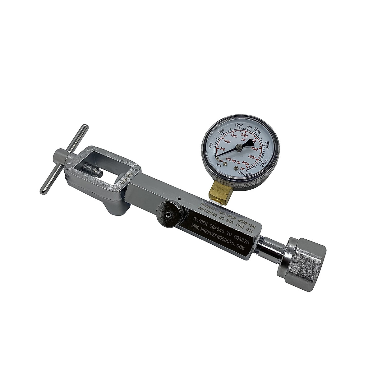 Oxygen Transfill Adaptor CGA540 to CGA870 with Bleed Valve Medical Dental Aviation