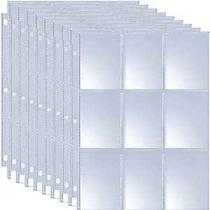MaxGear 9-Pocket Baseball Card Sleeves, Trading Card Sleeves Pages for 3 Ring Binder, 120 Pack, 1080-Pocket Baseball Card Protectors for Sports Cards, Coupon, Game Cards, Business Cards