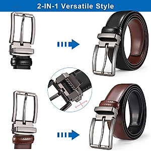 WLEAD Men's Belt, Reversible Leather Belt 1 3/8" For Mens Dress Casual Golf Pants Shirts,One Reverse For 2 Sides