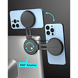 Car Phone Holder Mount for Tesla Model 3/X/Y/S, Adjustable Magnetic Car Phone Mount 360° Free Rotation Foldaway Car Mount Phone Holder for MagSafe Compatible with iPhone 12/13/14 and Other Phone-BLACK