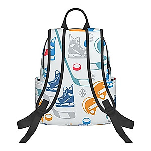 Biviel Hockey Elements Creative Patterned print Lightweight Backpack Simple Casual Shoulder Backpack Hiking Backpacks