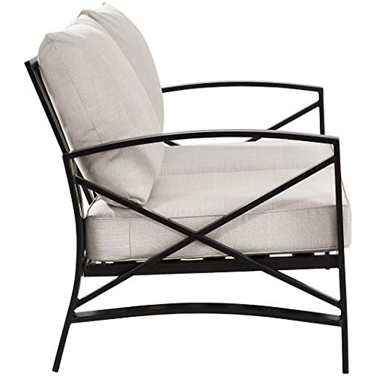 Crosley Furniture KO60008BZ-OL Kaplan Outdoor Metal Loveseat, Oiled Bronze with Oatmeal Cushions