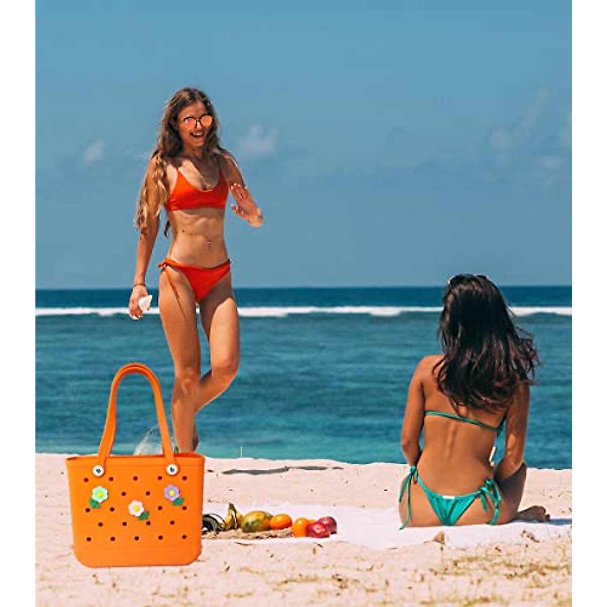 3 PCS Flowers with Leaves Charms for Bogg-Bags Cartoon Flowers Decorative Charms for Tote Bags Plant Accessories for Beach Totes Women Party Favor Gift(Purple Pink and Green)