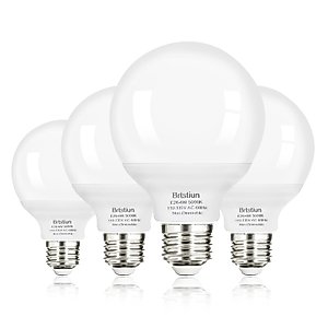 Brtstiun G25 LED Light Bulbs, Round Vanity Light Bulbs for Bathroom, 40W LED Light Bulbs Equivalent, Daylight White 5000K, Globe Light Bulbs E26 Base, 600LM, Non-Dimmable, 4-Pack