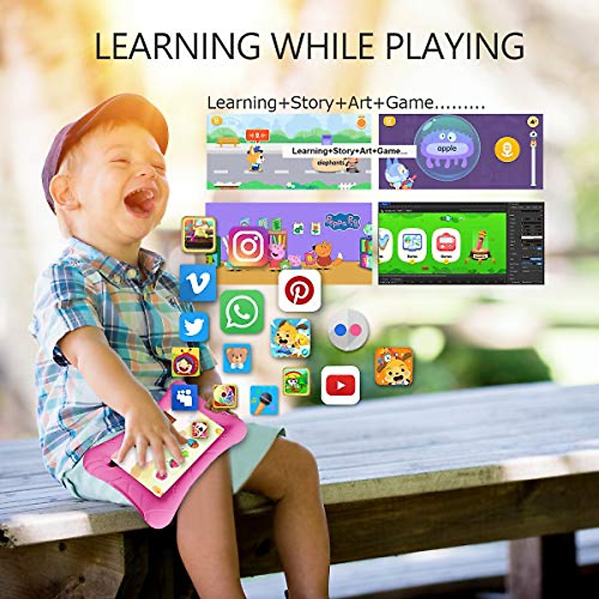 PRITOM Kids Tablet, 32 GB ROM, Quad Core Processor, HD IPS Display, WiFi 7 inch Android Tablet, Kid-Proof with Kids Tablet Case