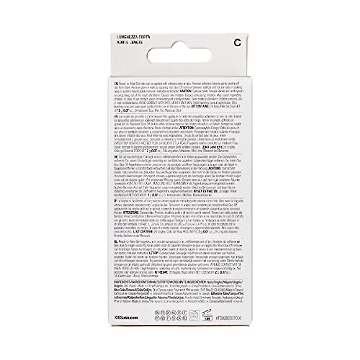 KISS Gel Fantasy Ready-to-Wear Press-On Gel Nails, “Ribbons”, Short, Pink, Nail Kit with 24 Mega Adhesive Tabs, Pink Gel Glue, Manicure Stick, Mini File, and 28 Fake Nails