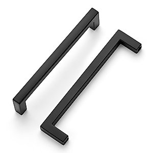 Ravinte 10 Pack Solid Kitchen Cabinet Handles Matte Black Cabinet Pulls Slim Drawer Pulls with 5 Inch Hole Center Square Bar Kitchen Cabinet Hardware