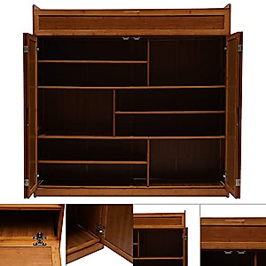 DYRABREST 7 Tier Shoe Storage Cabinet with 4 Doors,Shoe Storage Freestanding Shoe Rack for Entryway with Flip Drawers,Bamboo Shoe Cabinet Shoe Storage Organizer Cabinet Hold up to 20 Pairs