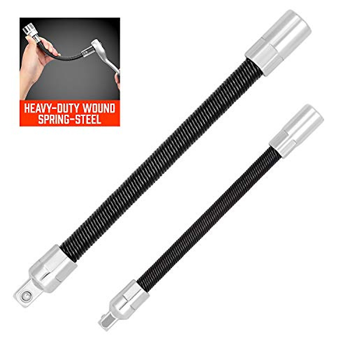 SEDY Flexible Extension Bar Set, 2-Piece Drive Socket Flex Bar 1/4" x 6" & 3/8" x 8"