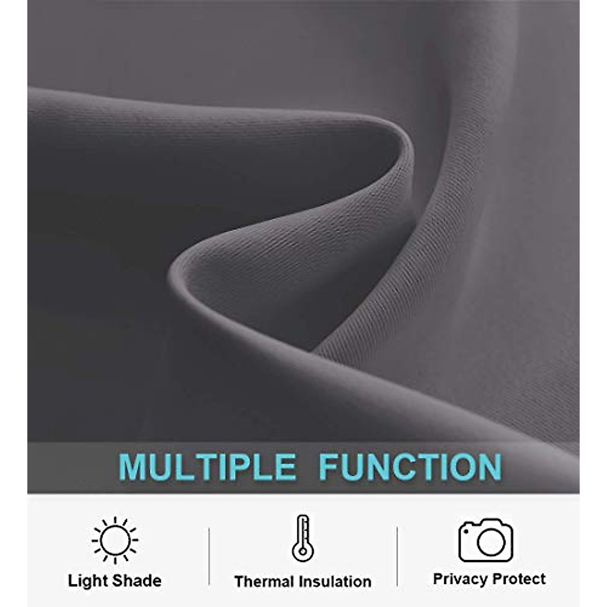 RYB HOME Grey Blackout Curtain Tiers for Small Window, Thermal Insulated Curtains Short Blind for Kitchen/Living Room Energy Efficient, 42-inch Wide x 36-inch Long Each Panel, Grey, Set of 2