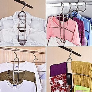 TRUSBER Stainless Steel Clothes Hangers, Premium Metal Coats Hangers with 3 Layers, Tree-Shape, Tree-Type Space Saving for Coats T-Shirts Windbreaker Sweaters – Silver (Pack of 6)