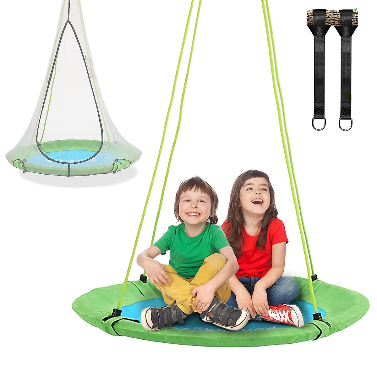 SkyBound Tree Swing Saucer Swing - 600LB Weight Capacity - Outdoor Swing with Hanging Straps - Waterproof Tree Swings for Kids - Tire Swings for Trees - Durable Flying Swing Seat for Children