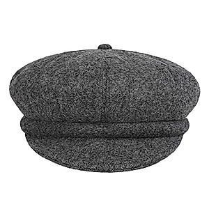 DT DANTIYA Women's Wool Newsboy Hats Winter Felt Visor Beret Cap Cabbie Winter Cozy Hat Grey