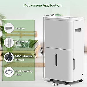 4500 Sq. Ft 50 Pint Dehumidifier for Basement, COLAZE Dehumidifiers with Drain Hose for Home Bedroom Bathroom Large Room, Auto Defrost & Full Water Alarm & 24H Timer with 1.59 Gallon Water Tank
