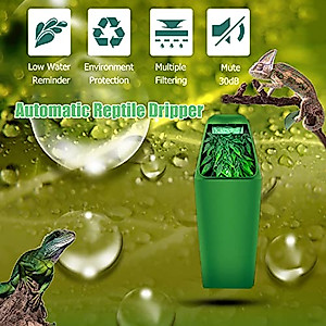Automatic Reptile Waterfall Fountain Dripper - Adjustable Reptile Water Dispenser Chameleon Cantina Drinking Fountain for Amphibians Insects Lizard Turtle Snake Spider Frog Gecko
