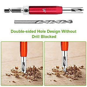 BicycleStore 17PCs Self Centering Drill Bit Set, Hex Shank Self Center Hinge Drill Bits Tool for Woodworking Window Door Hinge with 1 Hex Key, 8 Drill Bits 5/64'' 7/64'' 9/64'' 11/64'' 13/64'' 5
