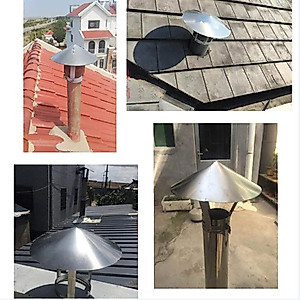 Chimney Cowl Cap,Pipe Rain Cover Protector Cap Galvanized iron Ending Roof Cowl for Ducting Ventilation Cap Rain Hat Hood Ending Heating Stove Exhaust Pipe Chimney Anti Downdraught Bird Guard Top,250m