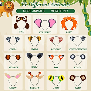 30 Pcs Animal Ears Headband for Kids Jungle Woodland Safari Zoo Headbands Birthday Halloween Party Favors (Animals)
