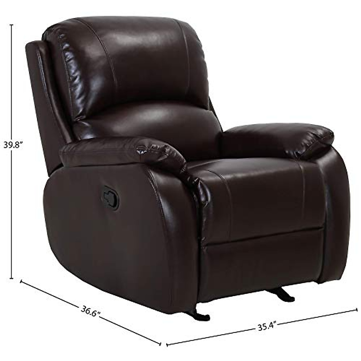 Amazon Brand – Ravenna Home Oakesdale Contemporary Glider Recliner, 35.4"W, Faux Leather, Dark Brown