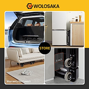 Wolosaka Folding Hand Truck Trolley with 6 Wheels Telescoping Handle Utility Dolly Luggage Cart Compact Design Adjustable Foldable Durable Heavy Duty Multi-Purpose Moving Travel Shopping Office Use