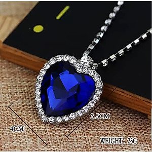 My Titanic Necklace | Stunning Heart of The Ocean Necklace from Titanic Movie | Premium Alloy Silver and 1.3 x 1.38 Inches Swarovski Crystal | Definitely The Best Present for Your Loved One | 338