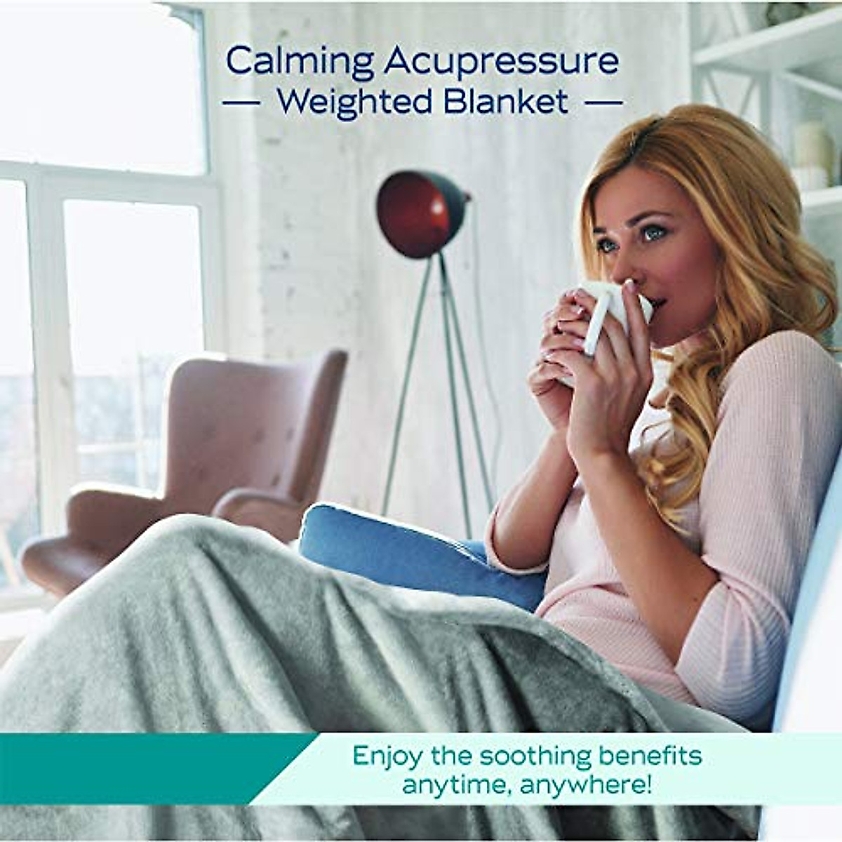 Weighted Blanket with Removable Cover, 15lb, 48"x72", Grey