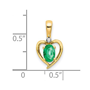 14k Emerald and Diamond Heart Pendant 17mm 10mm style XBS494