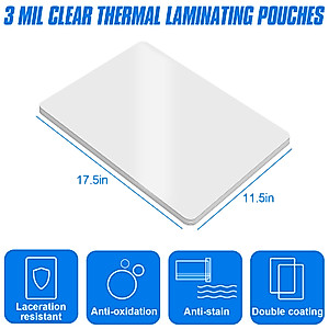 HERKKA 100 Pack Laminating Sheets, Hold 11 x 17 Inch Sheet, 3 Mil Clear Thermal Laminating Pouches 11.5 x 17.5 Inch Lamination Sheet Paper for Laminator, Round Corner