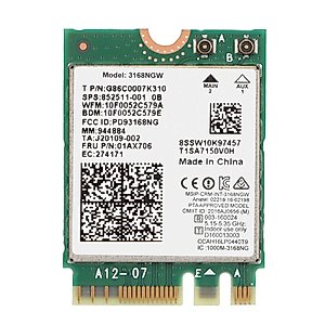 Network Card, Wi-Fi Network Adapter Card for Intel Internet 3168NGW Wireless-AC Dual Band WiFi Network Card with Bluetooth 4.2