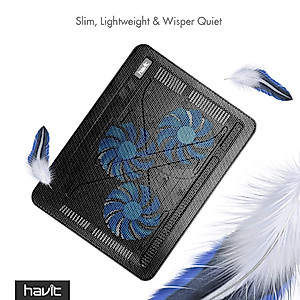 Havit HV-F2056 15.6"-17" Laptop Cooler Cooling Pad - Slim Portable USB Powered (3 Fans) Blue & Red