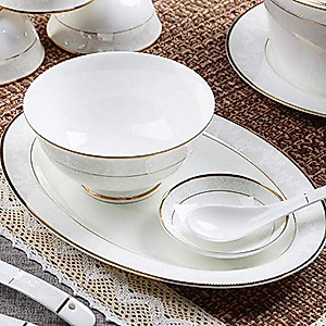GagalU Dinnerware Set,52 Pieces Ceramics Phnom Penh Plates Bowls Combination Bone China Embossed Pattern Dinnerware Set for Banquet