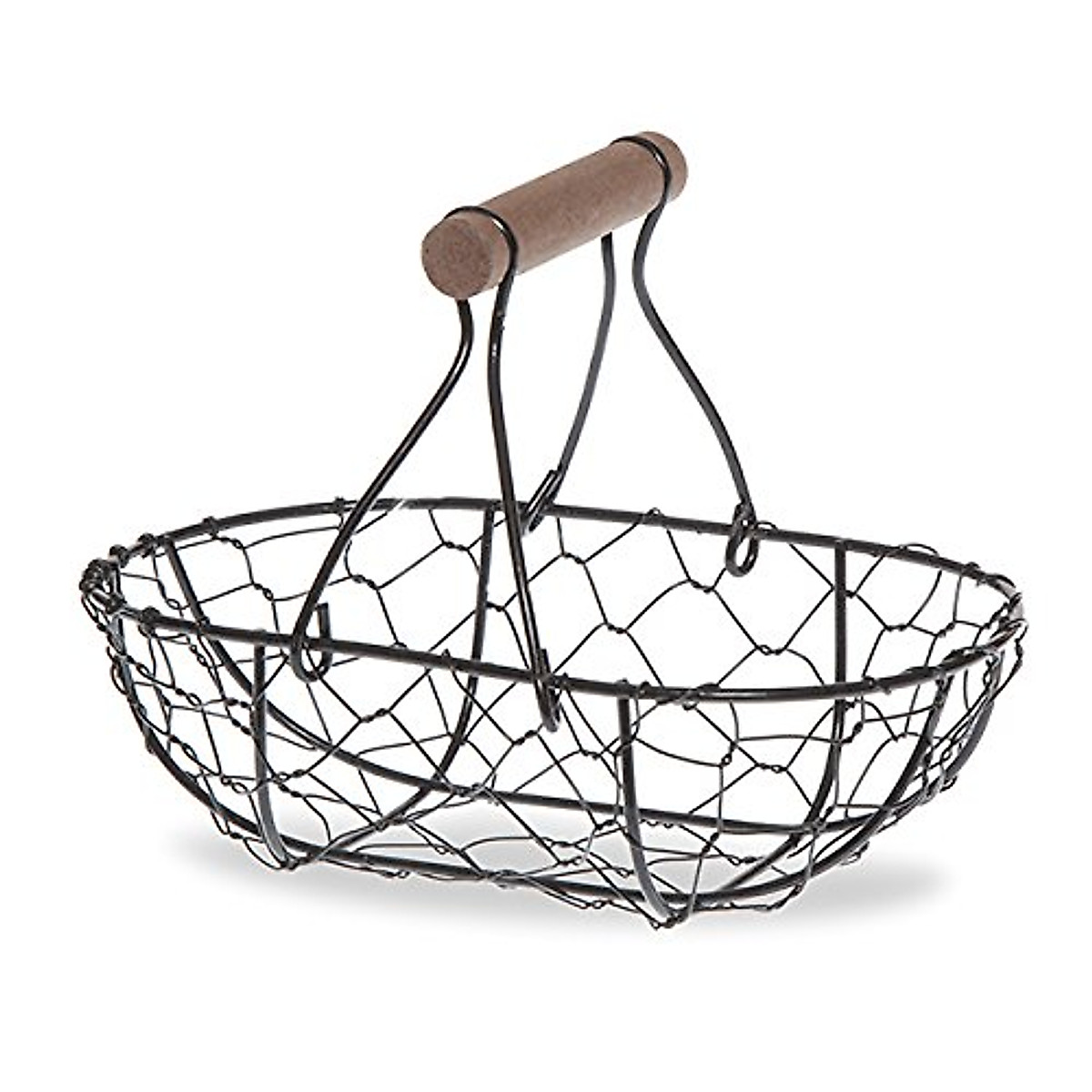 The Lucky Clover Trading Small Oblong Wire Mesh Fixed Handle Basket - Black