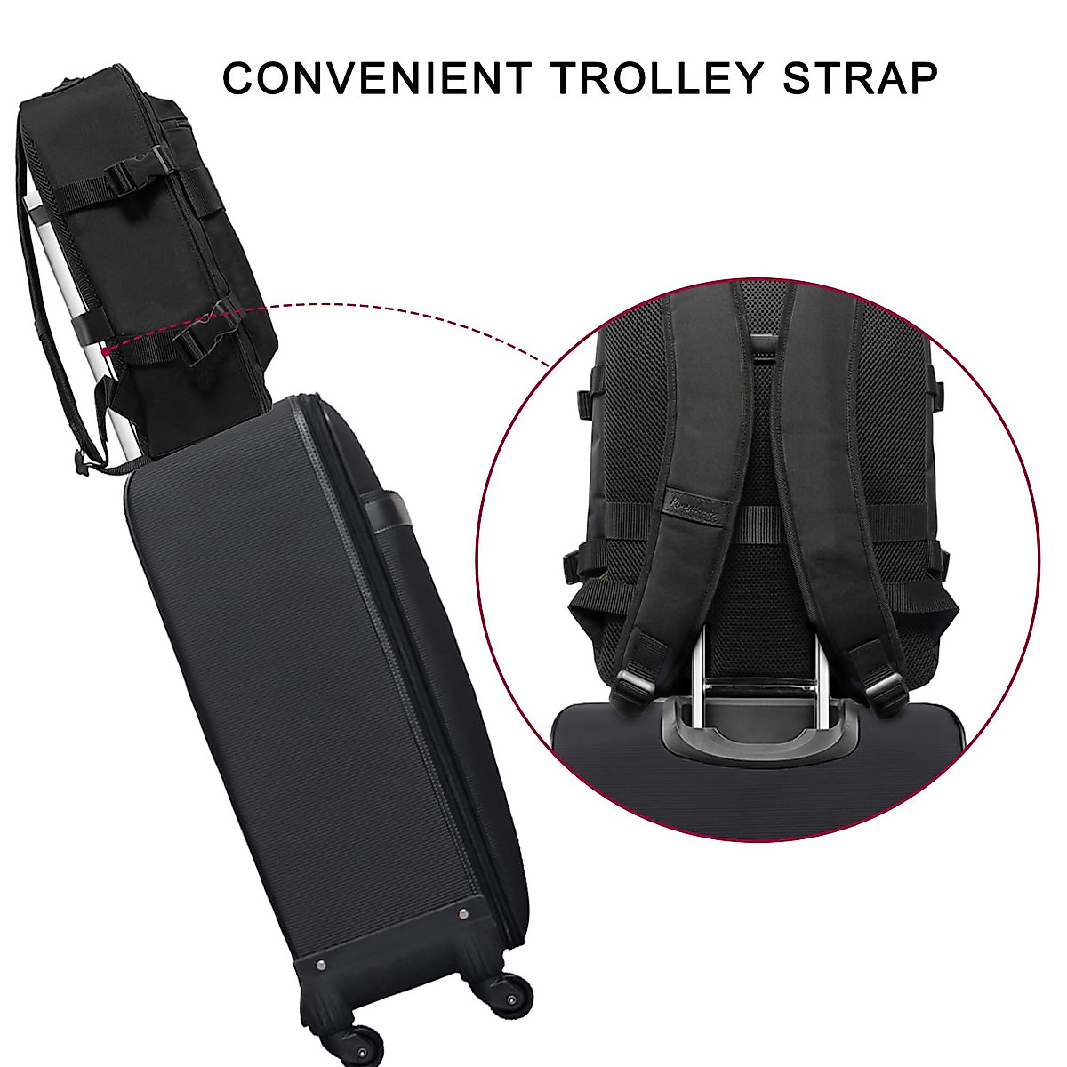 Rangeland Lightweight Travel Backpack Hiking Daypack Laptop Bookbag, 17L Carry-on Personal Item Weekender Overnight Bag Unisex, All Black