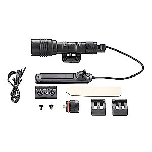 Streamlight 88058 ProTac Rail Mount 1 350-Lumen Multi-Fuel Weapon Light with CR123A Batteries and Remote Pressure Switch, Tail Switch, Clips, Black, Box